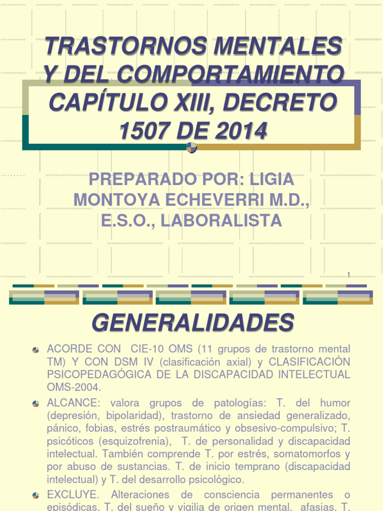 Trastornos Mentales y Del Comportamiento Capitulo Xiii, Decreto 1507 | PDF | Trastorno mental ...