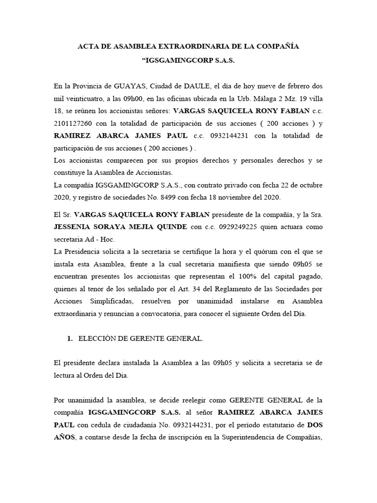 ACTA DE ASAMBLEA | PDF | Gobierno