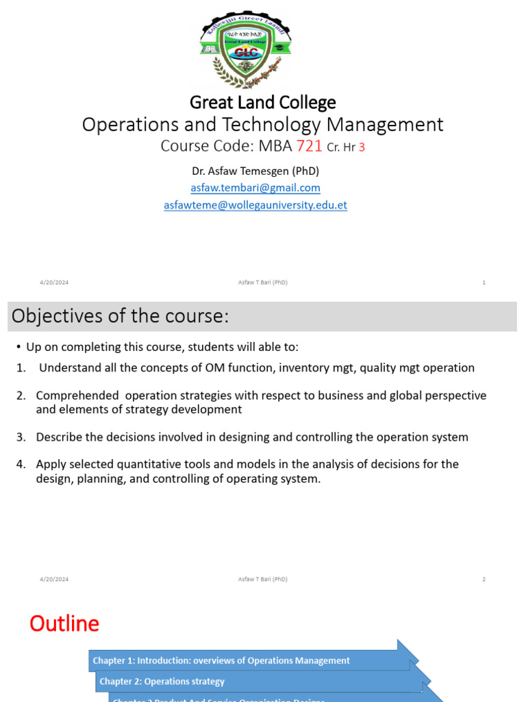 OM chapter 1-2 | PDF | Strategic Management | Supply Chain