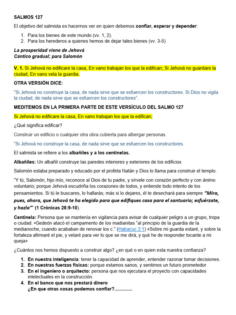 Salmos 127 | PDF | Salmos | Contenido bíblico