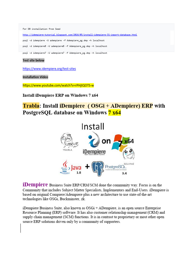 Idempiere Installation Guide | PDF | Postgre Sql | Computing