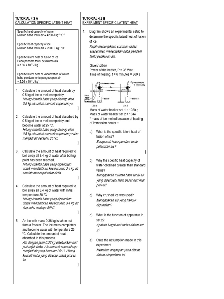 Tutorial 4.3 AB' | PDF | Latent Heat | Water