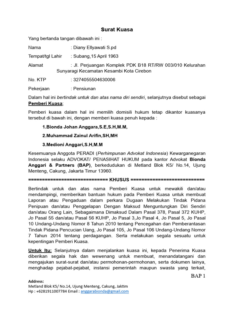 Surat Kuasa BAP KORBAN SMART WALLET | PDF