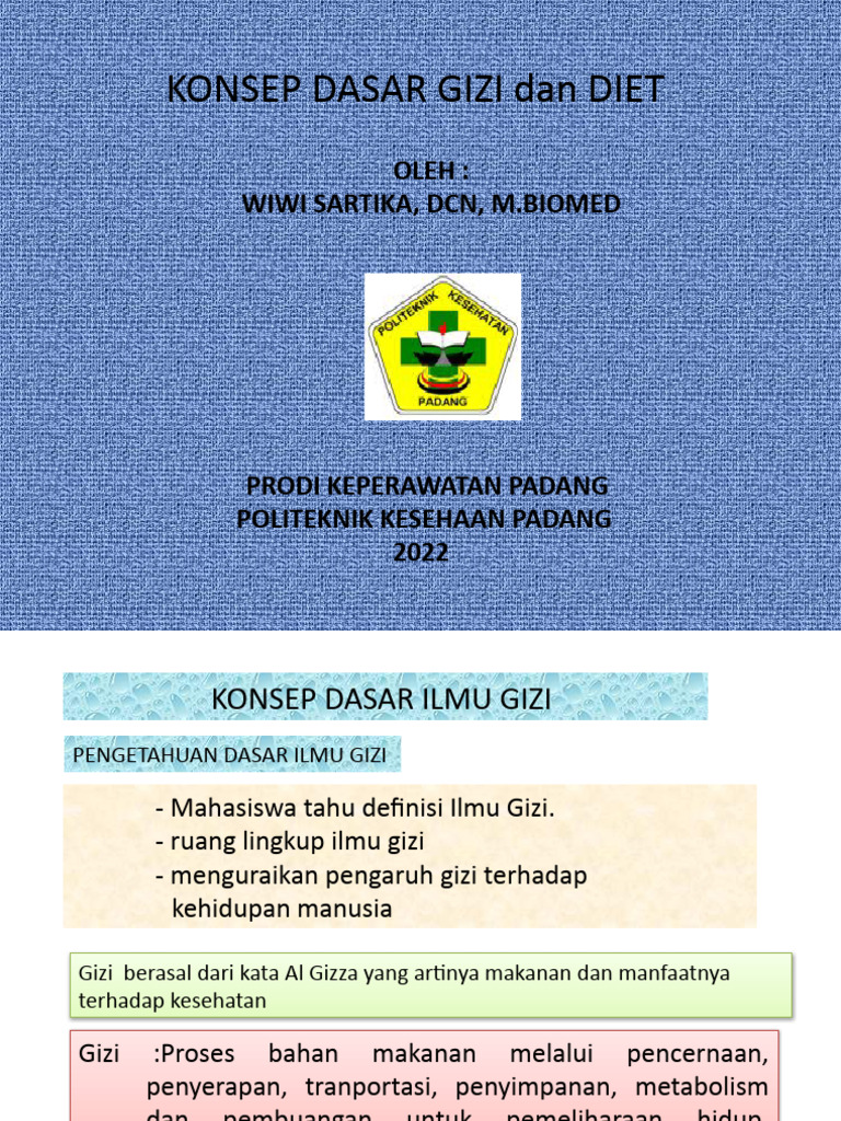 Konsep Dasar GIZI Dan DIET | PDF | Pengembangan Diri