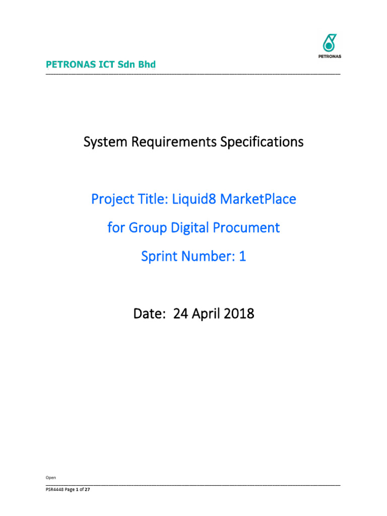 PSR04448 - Liquid8 - SRS - DOR - Sprint1 - v0.1 | PDF | Password | Login