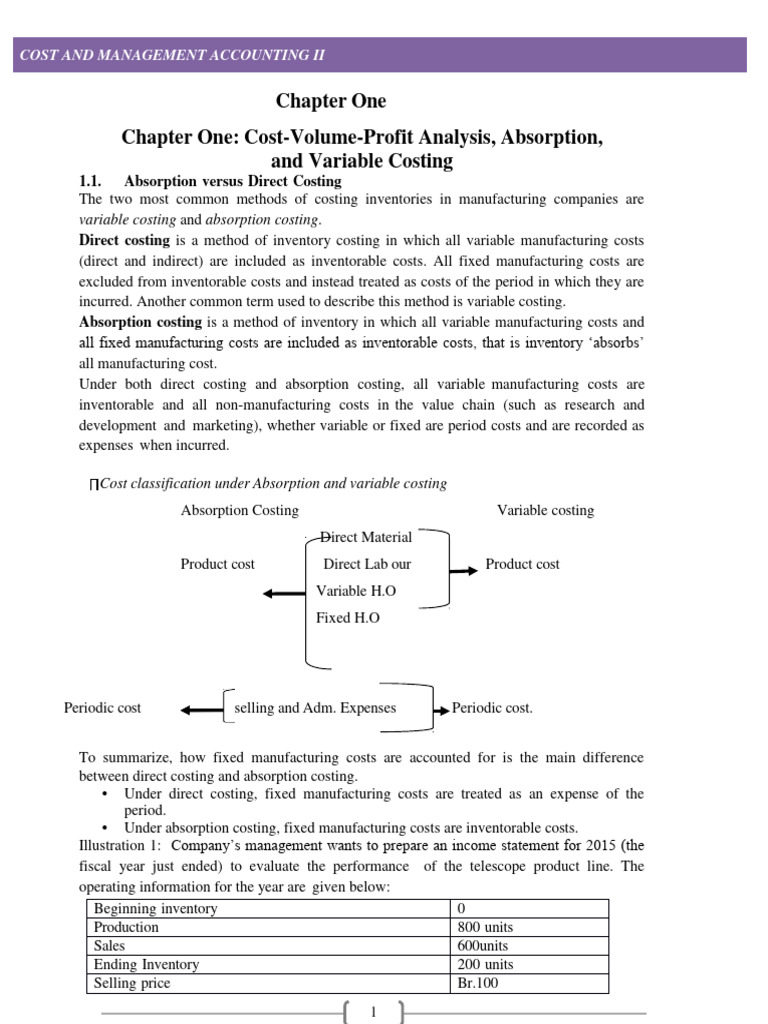 Cost & MGT II CH 1 | PDF | Cost Accounting | Gross Margin