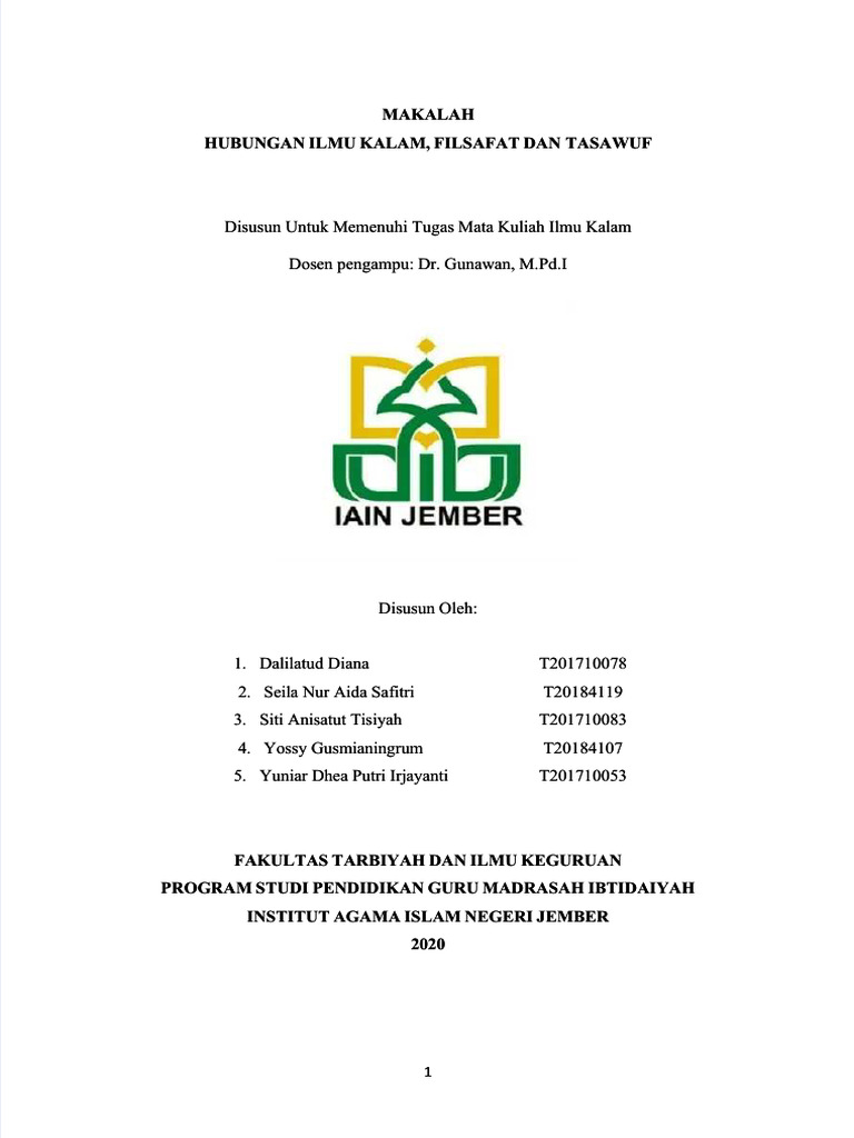 Pdf Hubungan Ilmu Kalam Filsafat Dan Tasawuf Compress Pdf