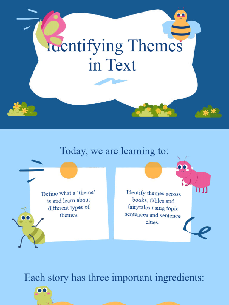 Identifying Themes in Text Education Presentation in Blue White ...