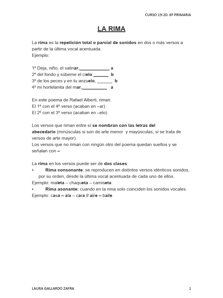 La Rima y Métrica | PDF | Sílaba | Rima