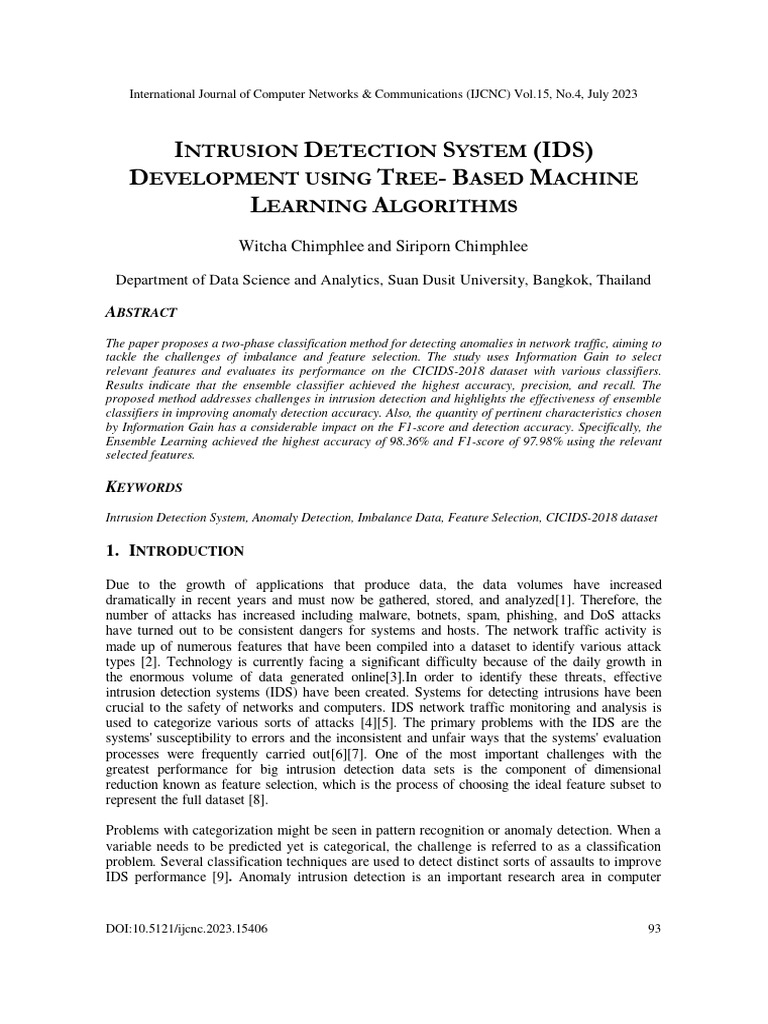Intrusion Detection System IDS Developme | PDF | Machine Learning ...