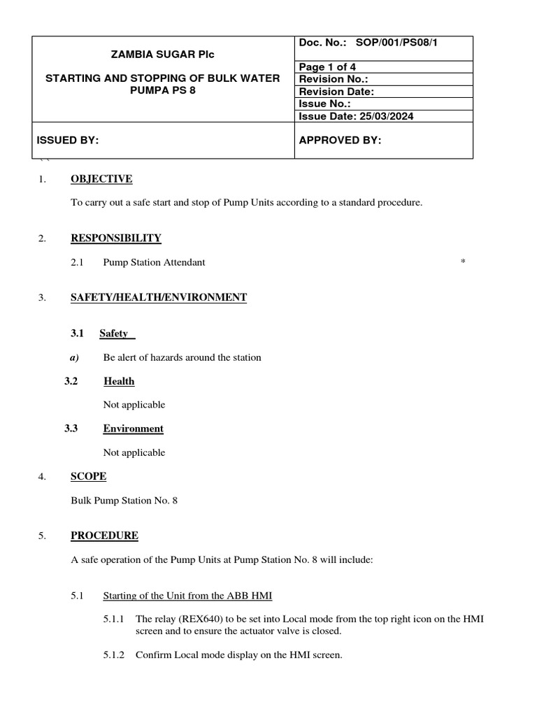 SOP_Pump_Start and Pump_Stop | PDF | Valve | Mechanical Engineering