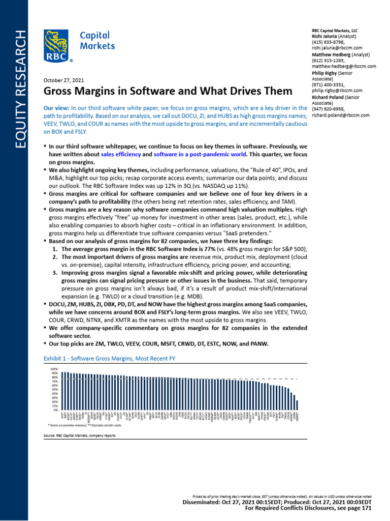 Gross Margins in Software and What Drives Them | PDF | Gross Margin ...