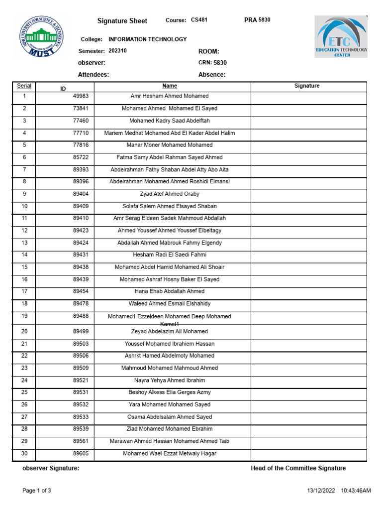 Signature Sheet | PDF