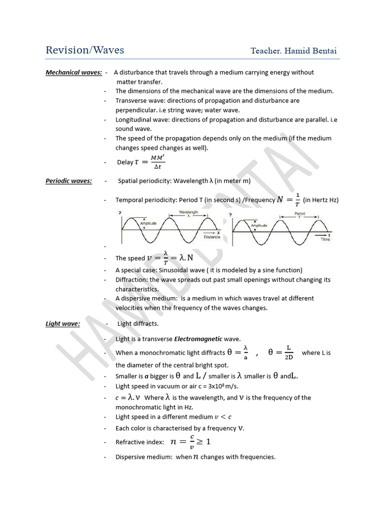 Summary_Waves | PDF | Waves | Frequency