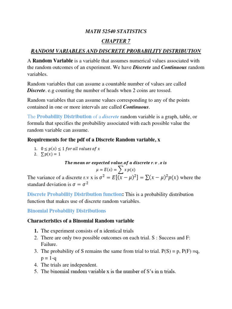 Chapters7,8,9 | PDF | Probability Distribution | Random Variable