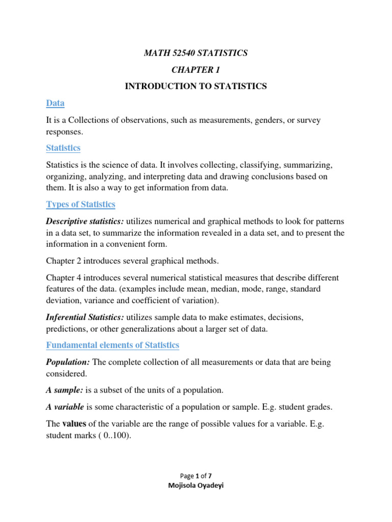 Chapters1-3 Static | PDF | Statistics | Level Of Measurement