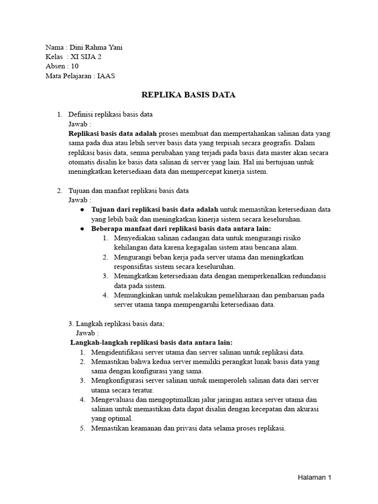 Panduan Replikasi Basis Data dan Backup | PDF