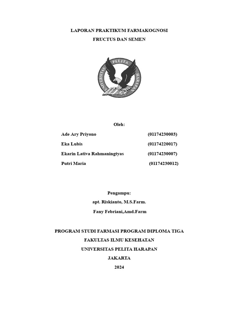 Laporan Praktikum Farmakognosi Modul 10 Fructus Dan Semen | PDF | Kesehatan Holistik | Sains ...