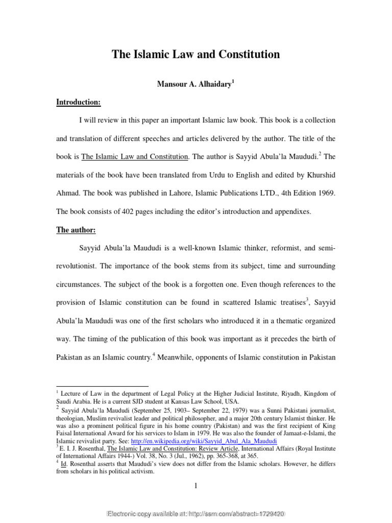 Islamic Law and Constitution | PDF | Sharia | Caliphate
