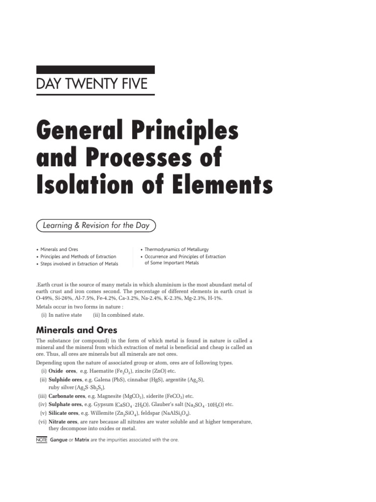 General Principle of Isolation Neet MCQ | Download Free PDF | Iron ...