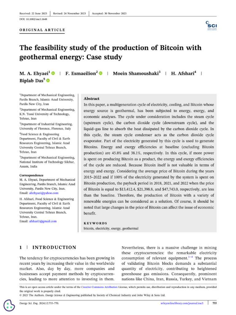 The Feasibility Study of The Production of Bitcoin With Geothermal Energy - Case Study | PDF ...