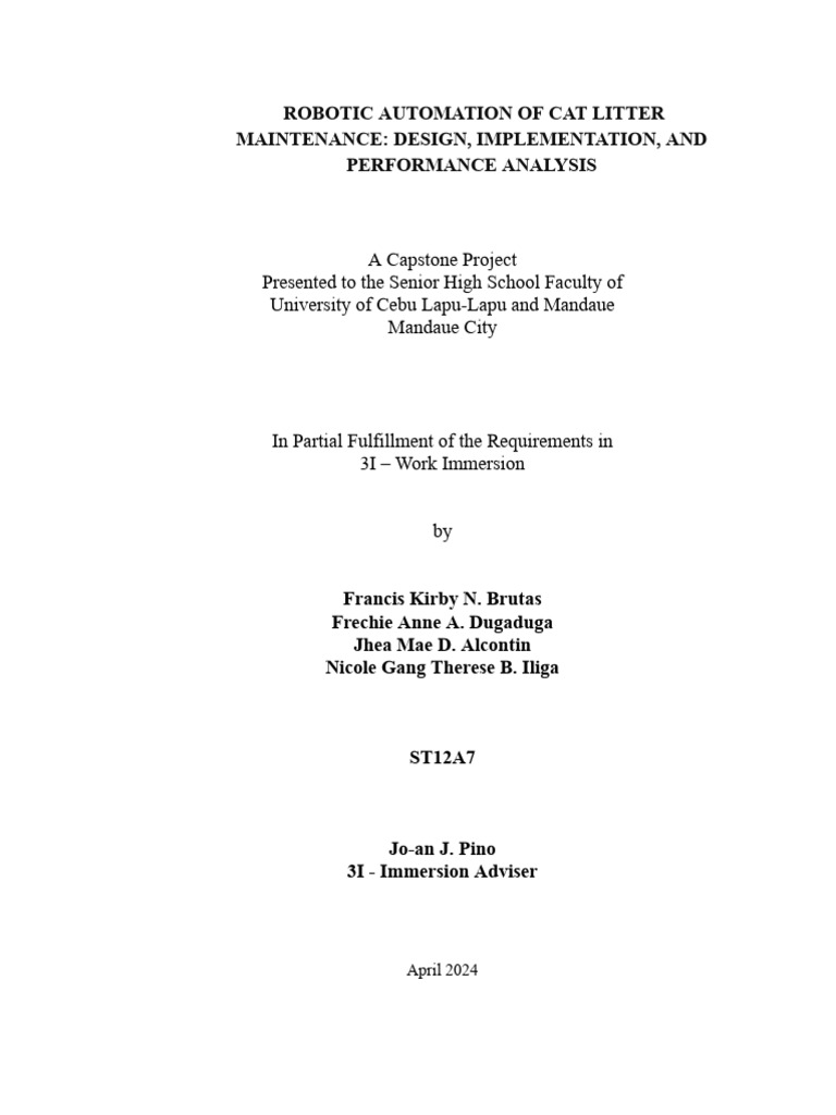 Final Manuscript For Defense | PDF | Automation | Cats