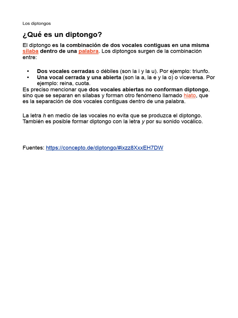 Diptongos: Combinación de Vocales en Español | PDF | Artes del Lenguaje ...