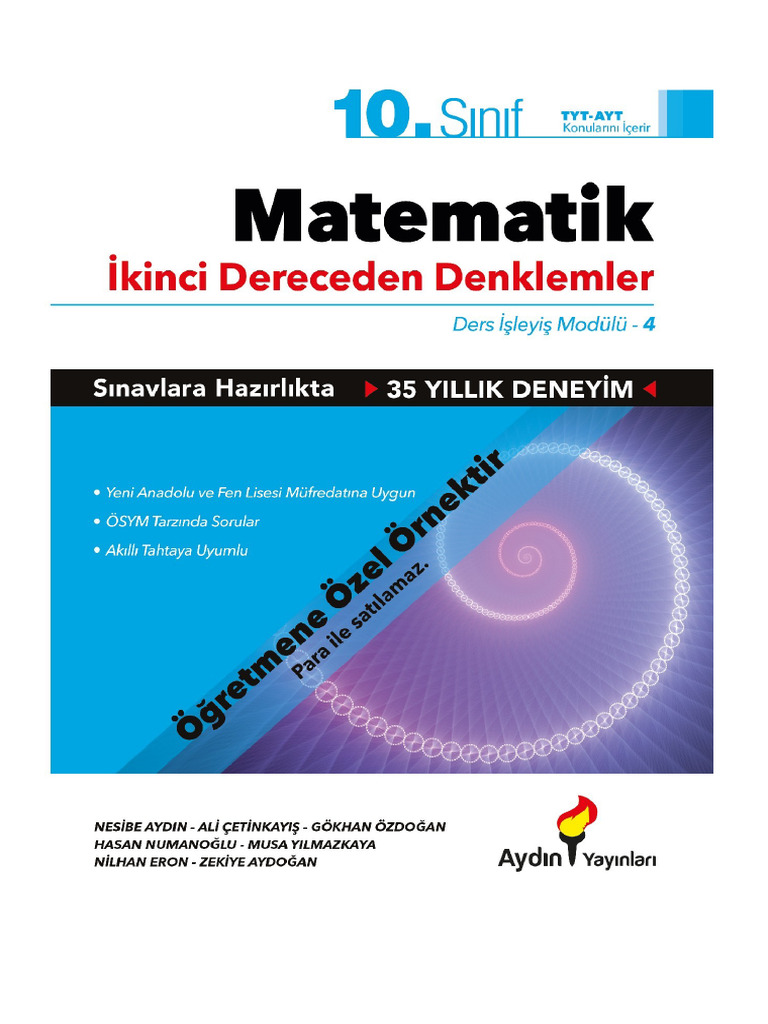 10 SNF Matematik Modlleri 4 Modl Kinci Dereceden Denklemler - Compress | PDF