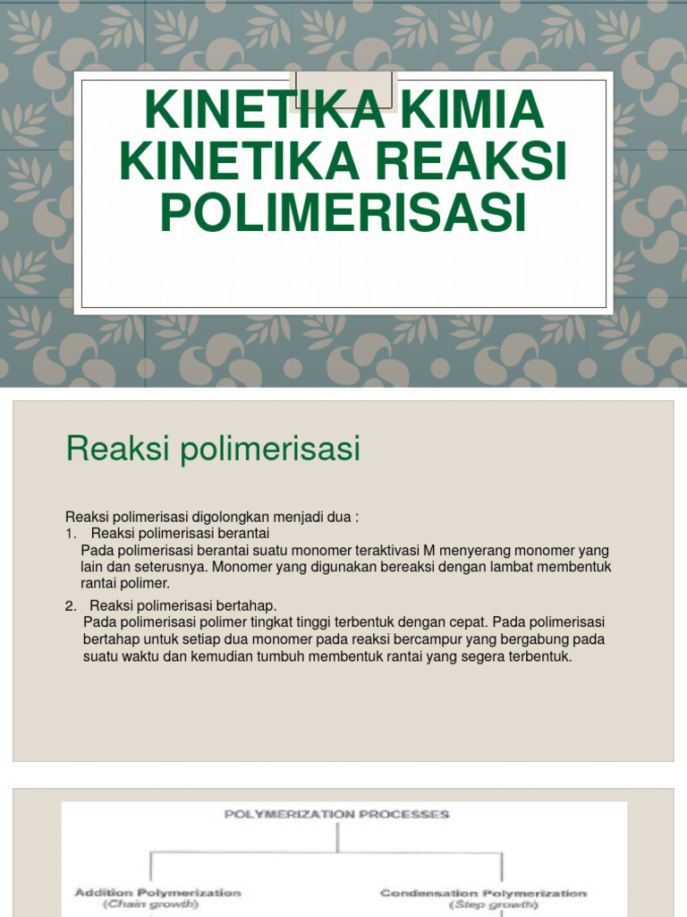 Kinetika Reaksi Polimerisasi Bertahap | PDF