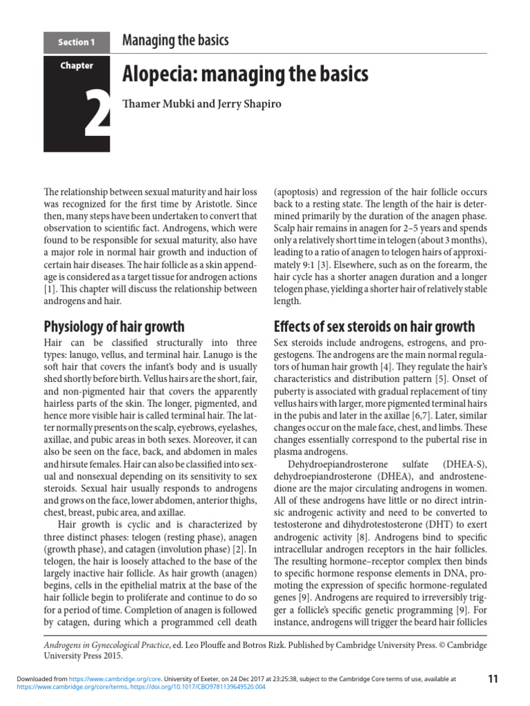 Alopecia Managing The Basics | PDF | Polycystic Ovary Syndrome | Hair Loss