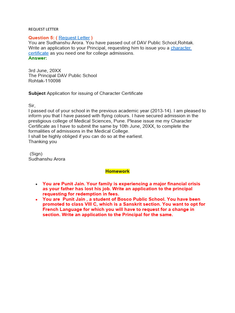 REQUEST LETTER | PDF