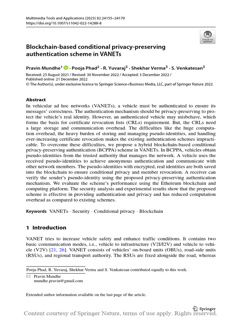 Blockchain-Based Conditional Privacy-Preserving Au | PDF | Public Key Cryptography | Public Key ...