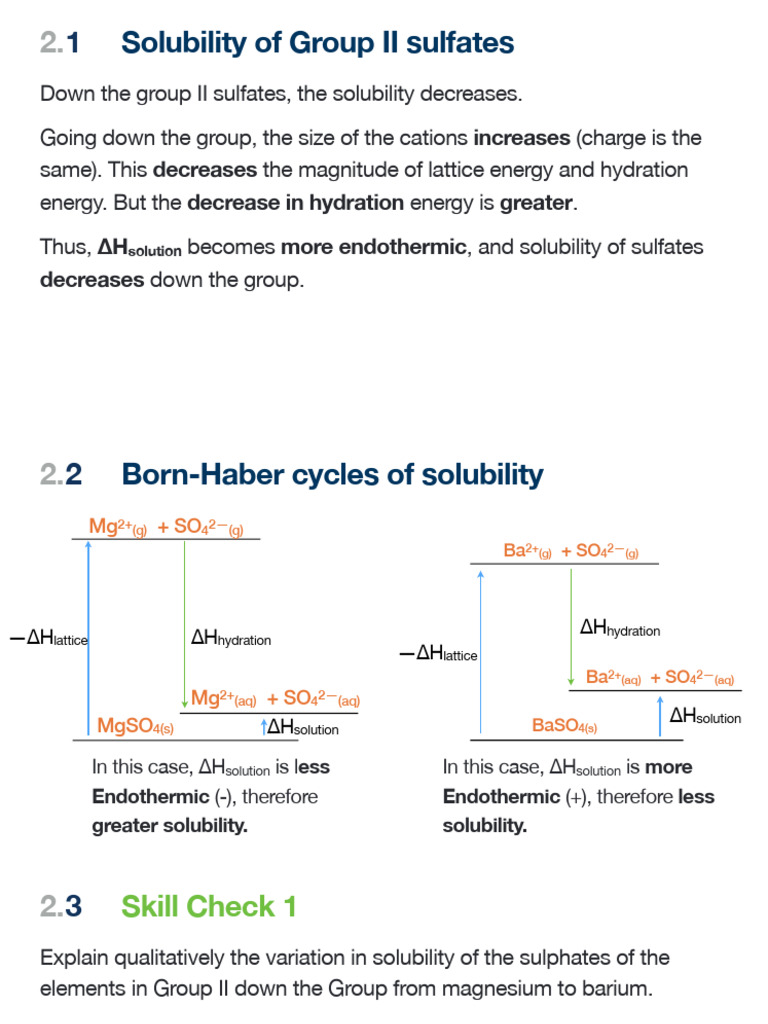 Group II Sulfates and Hydroxides Solubility | PDF | Ion | Oxide