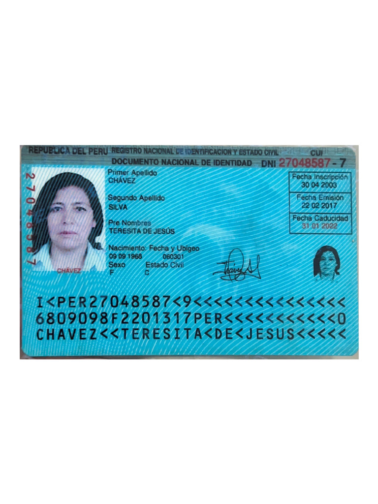 Republica Del Peru Registro Nacional de Identificacion y Estado Civil | PDF