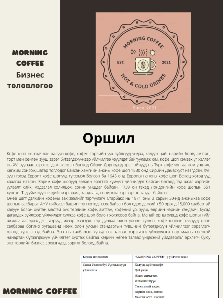 Morning Coffee Shop PDF | PDF