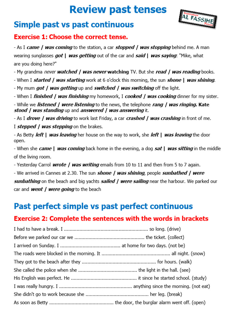 3AC Review Past Tenses | PDF