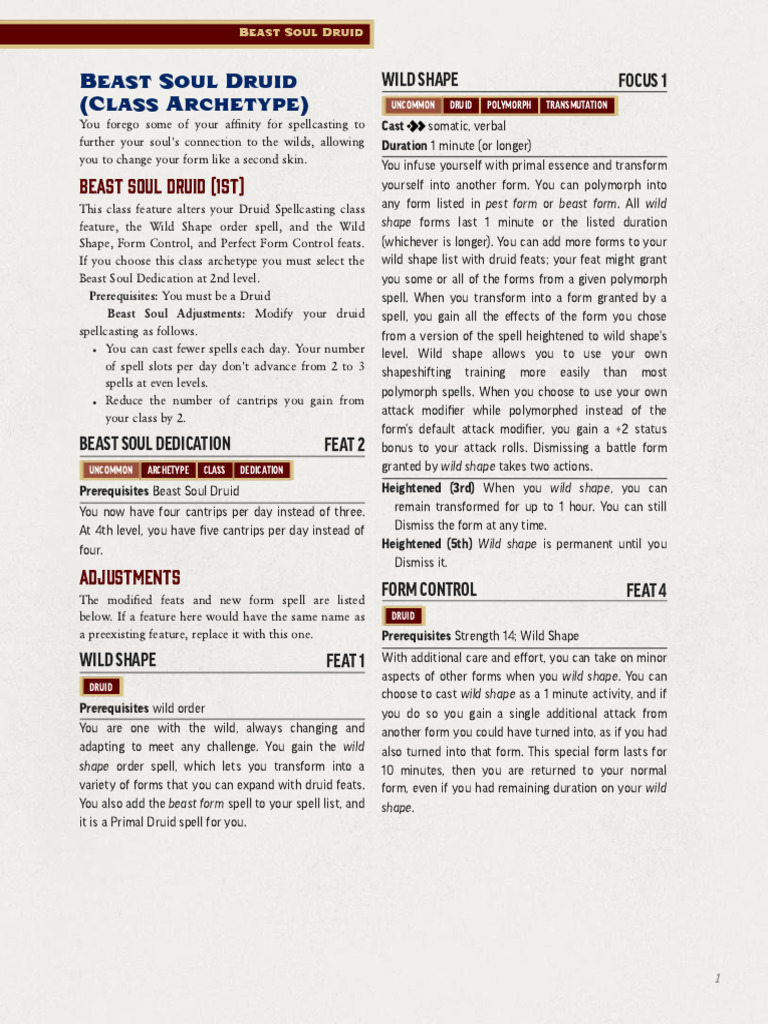 3728505-Beast Soul Druid | PDF | Role Playing Games | D20 System