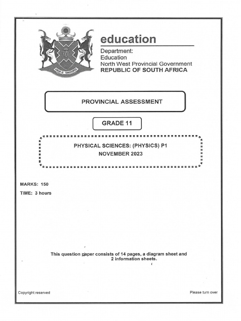 2023 Nov Physics GRD 11 QP-1 | PDF
