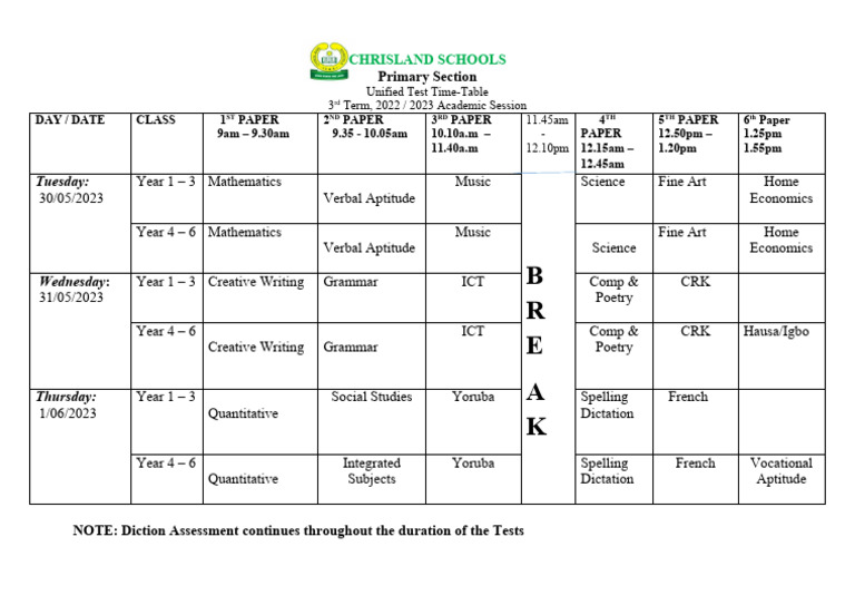 Edited 3rd Term Time Table | PDF