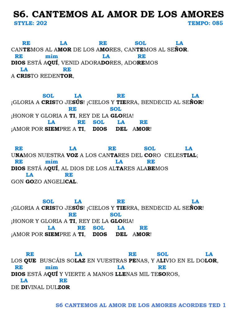S6-Cantemos Al Amor de Los Amores Acordes Ted | PDF | Cristo (título ...