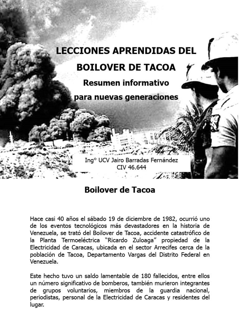 Lecciones Aprendidas Del Boilover de Tacoa | PDF | Agua | Física ...