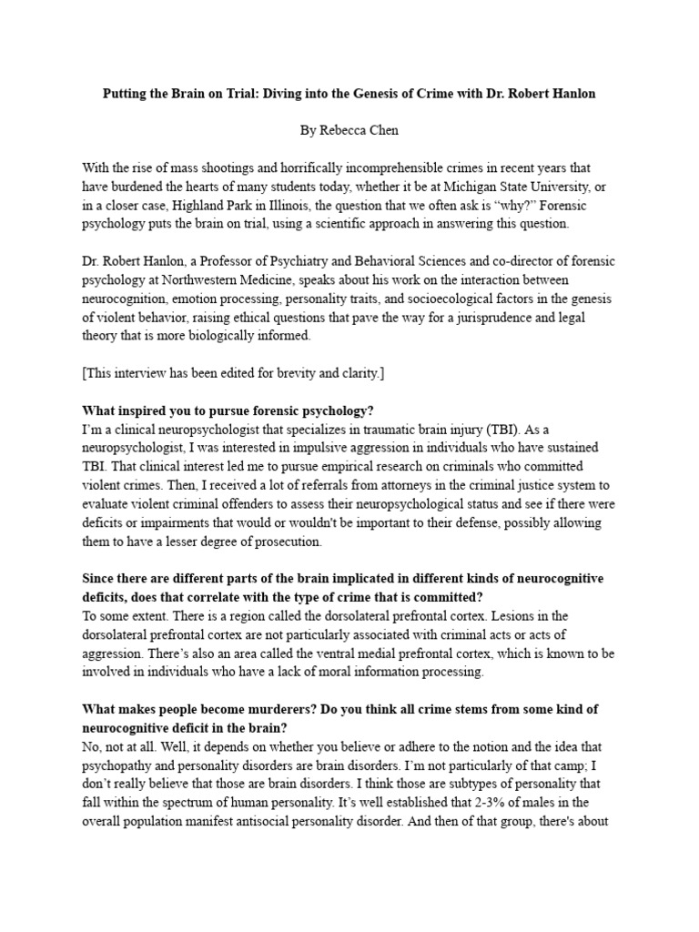 Putting The Brain On Trial: Diving Into The Genesis of Crime With Dr ...