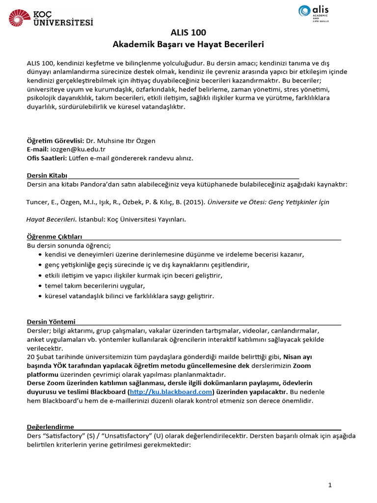 ALIS 100-Bahar 2023-İzlence Genel | PDF