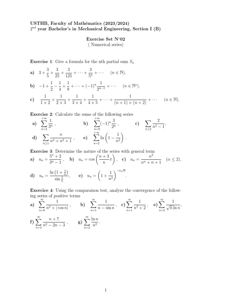 TS_2_Numerical_series | PDF | Mathematical Objects | Mathematical Concepts