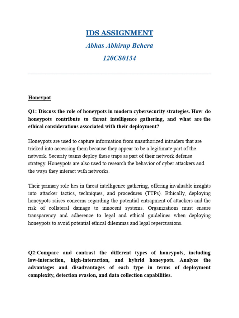 120CS0134 - IDS Assignment | PDF | Security | Computer Security