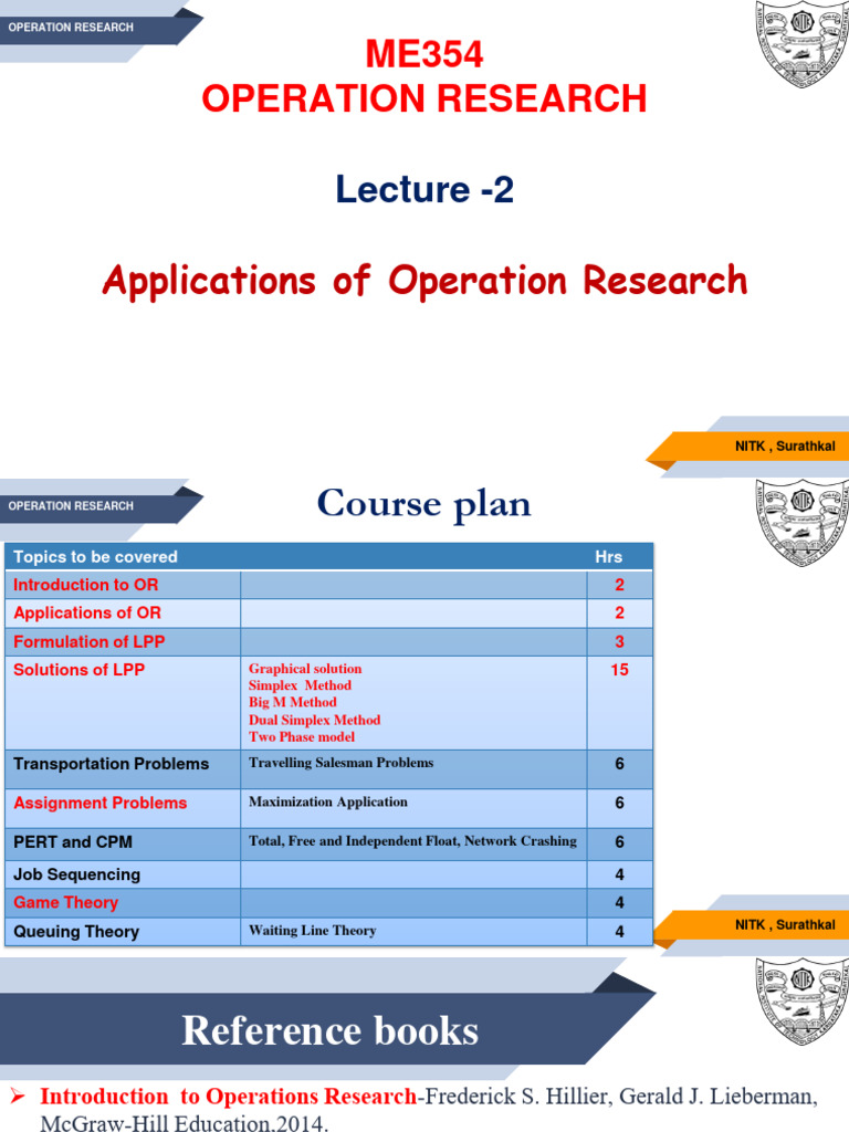 Lecture 2 Appplications of OR | PDF | Operations Research | Mathematical Optimization