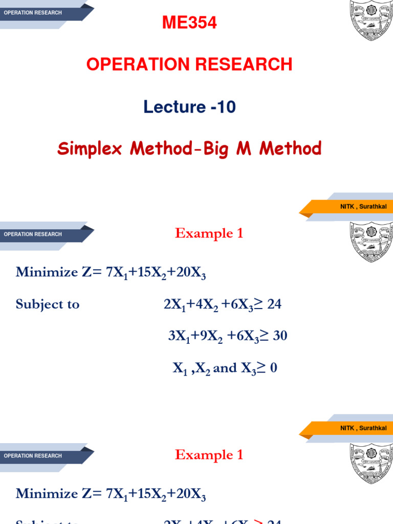 Lecture 10 Big M Method | PDF | Analysis | Systems Analysis