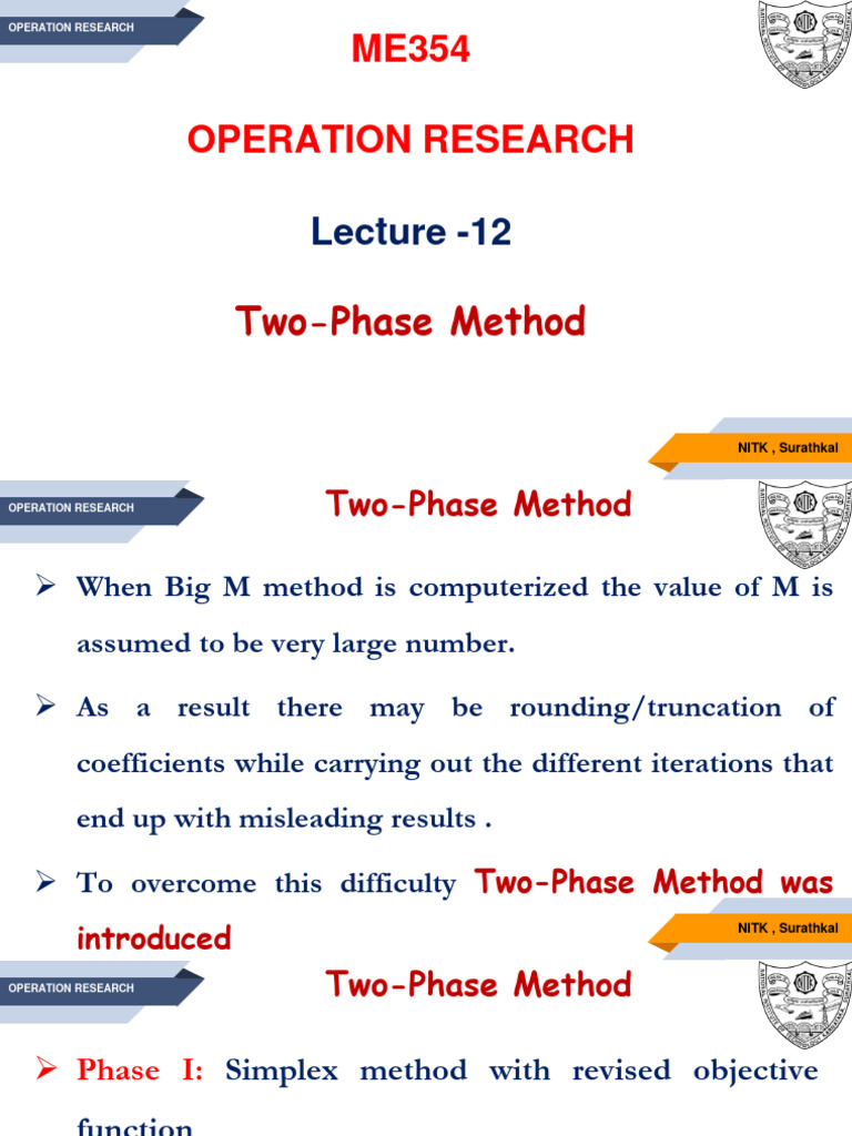 Lecture 12 Two Phase Methods | PDF | Algorithms And Data Structures | Mathematics