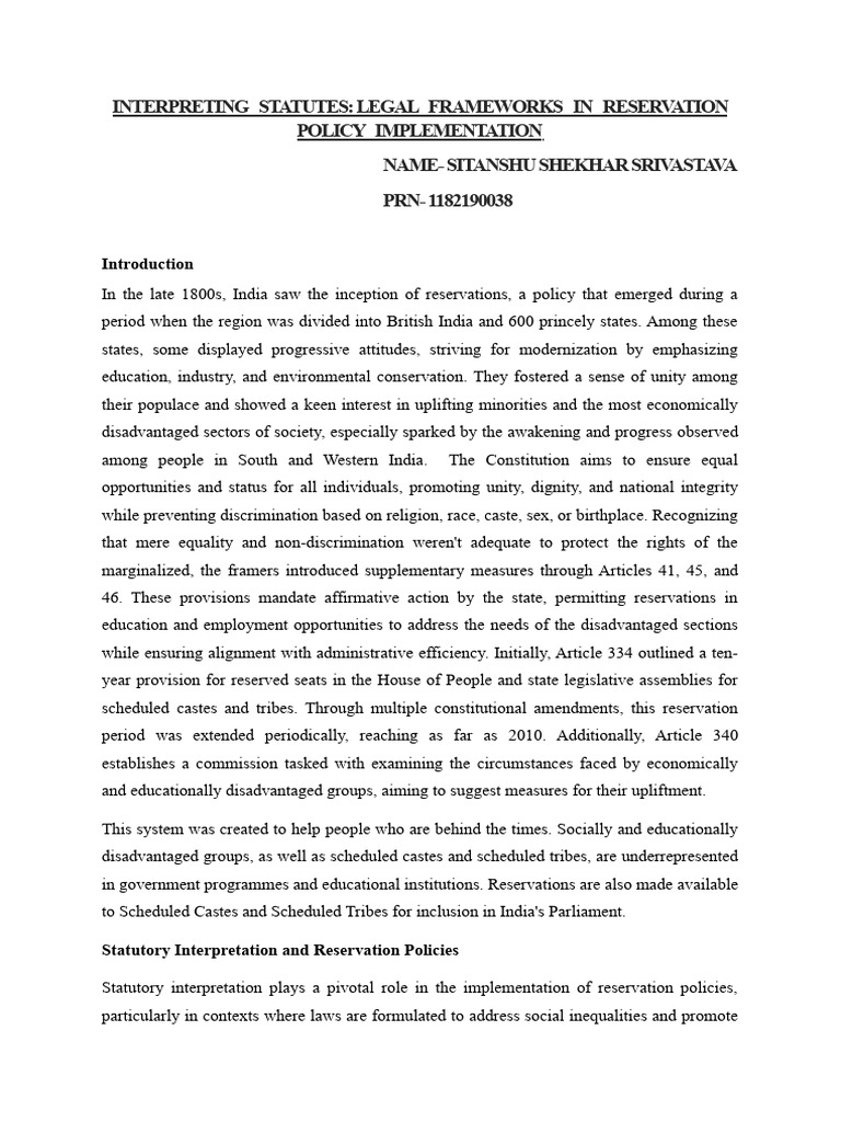 Sitanshu IOS RP | PDF | Statutory Interpretation | Affirmative Action