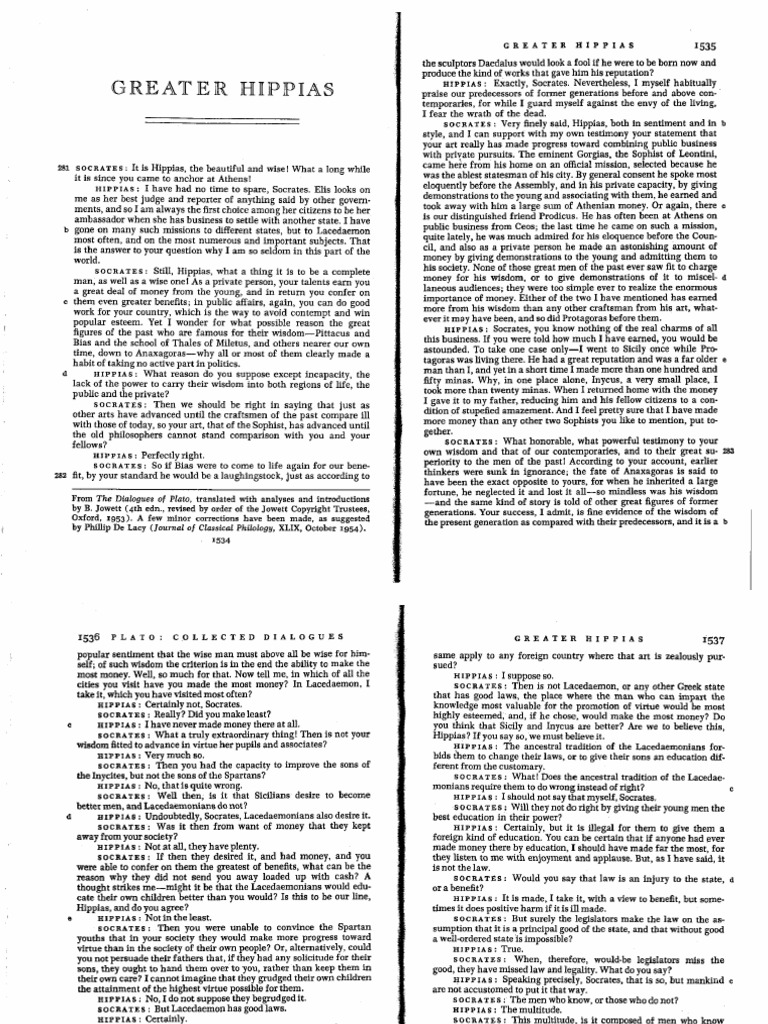 WJ Hippias | PDF | Socrates | Beauty